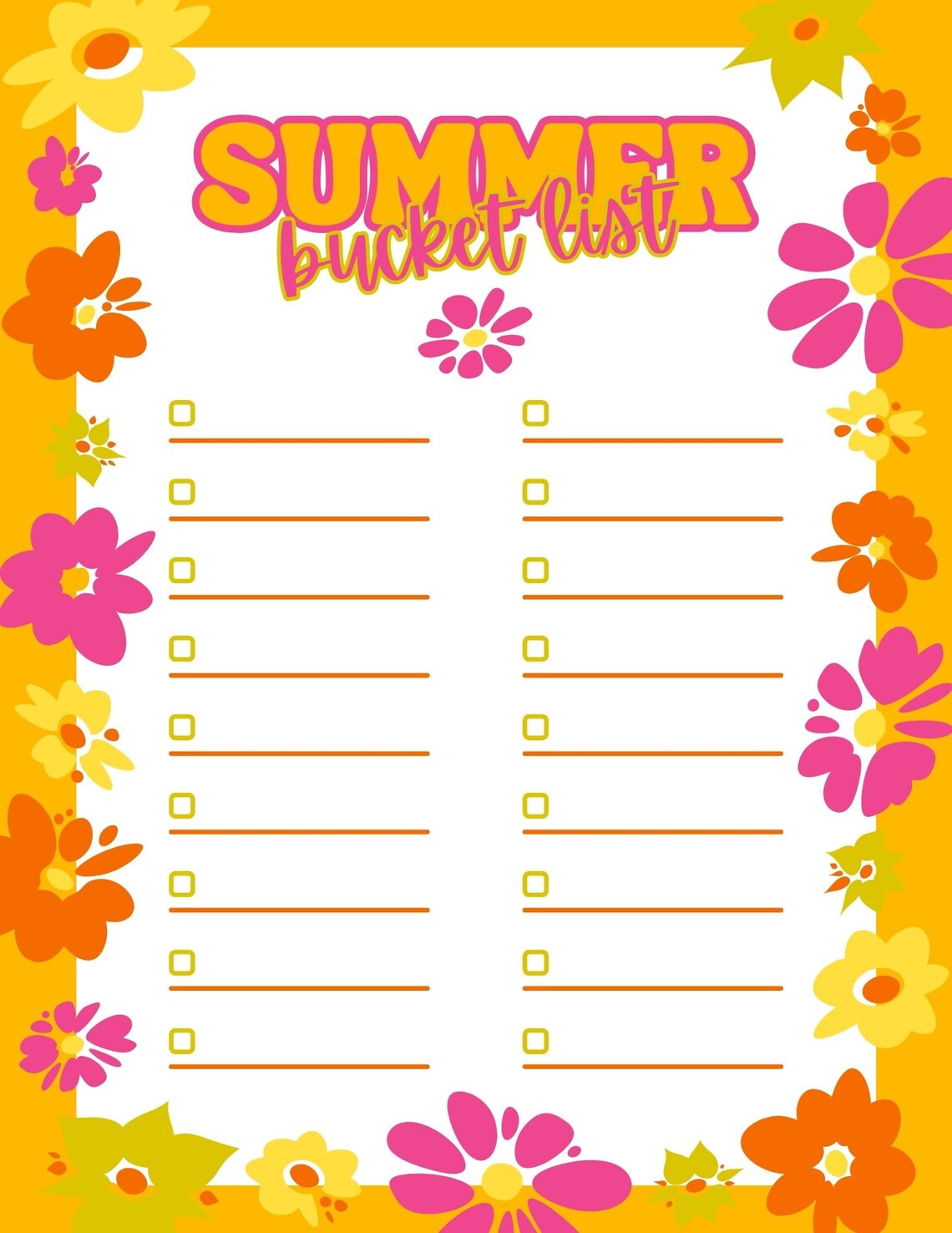 Digital File SUMMER BUCKET LIST for You and Your Family - Etsy