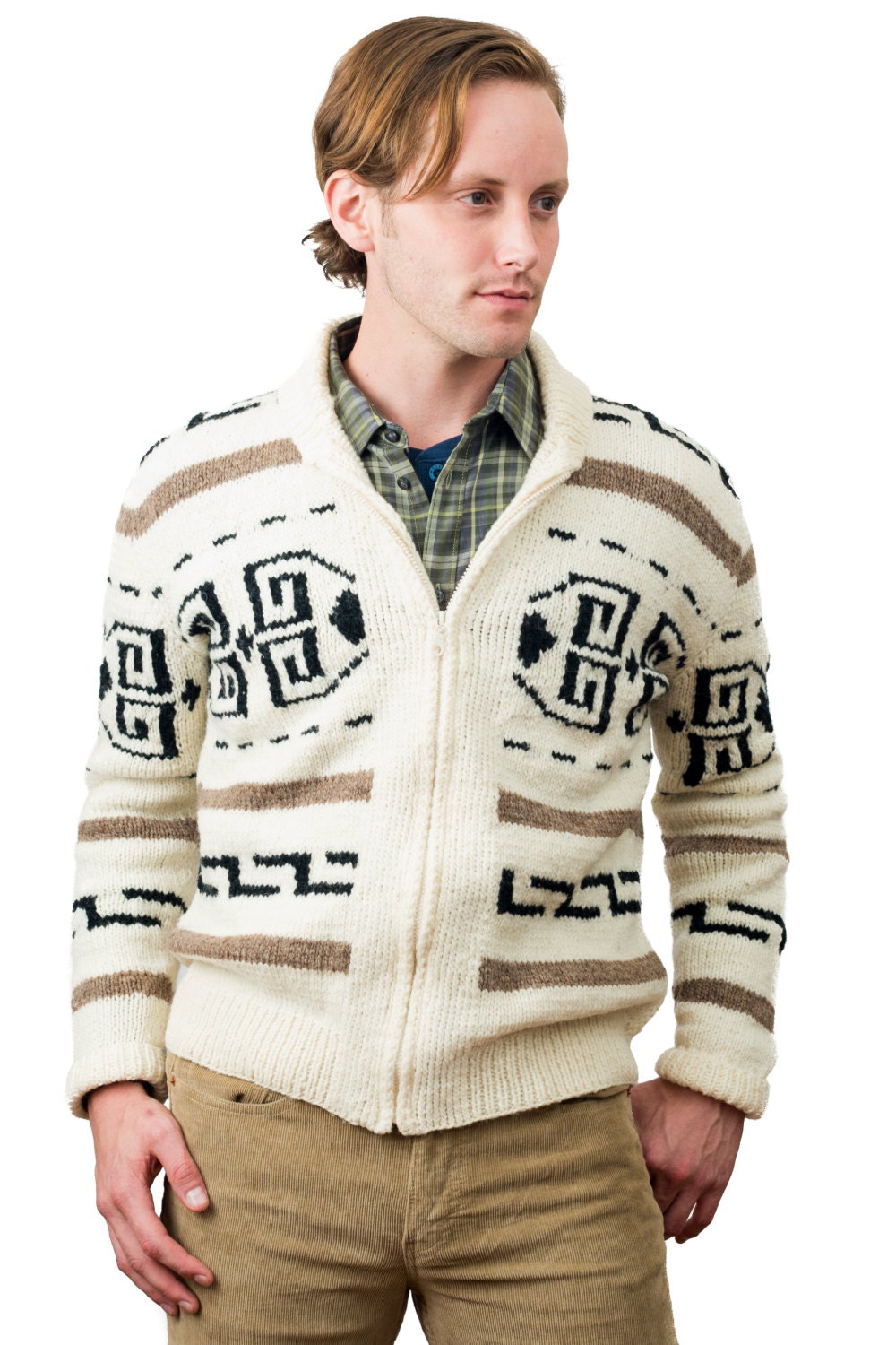 Hand Knit Wool Big Lebowski "the Dude" Cardigan - Cowichan Style - Etsy