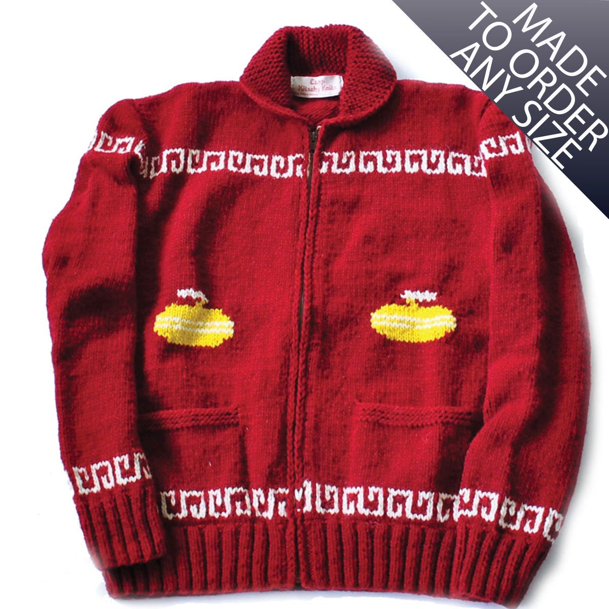 Curling Sweater New Hand Knit Wool Cardigan, Custom Mary Maxim - Etsy