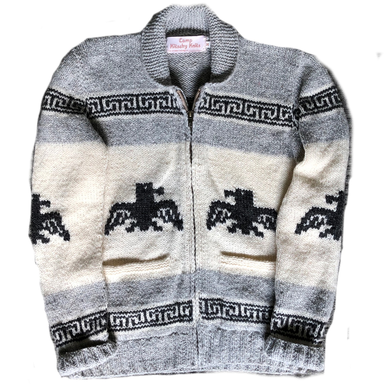 Falcon Cowichan Style Cardigan Sweater Made to Order - Etsy