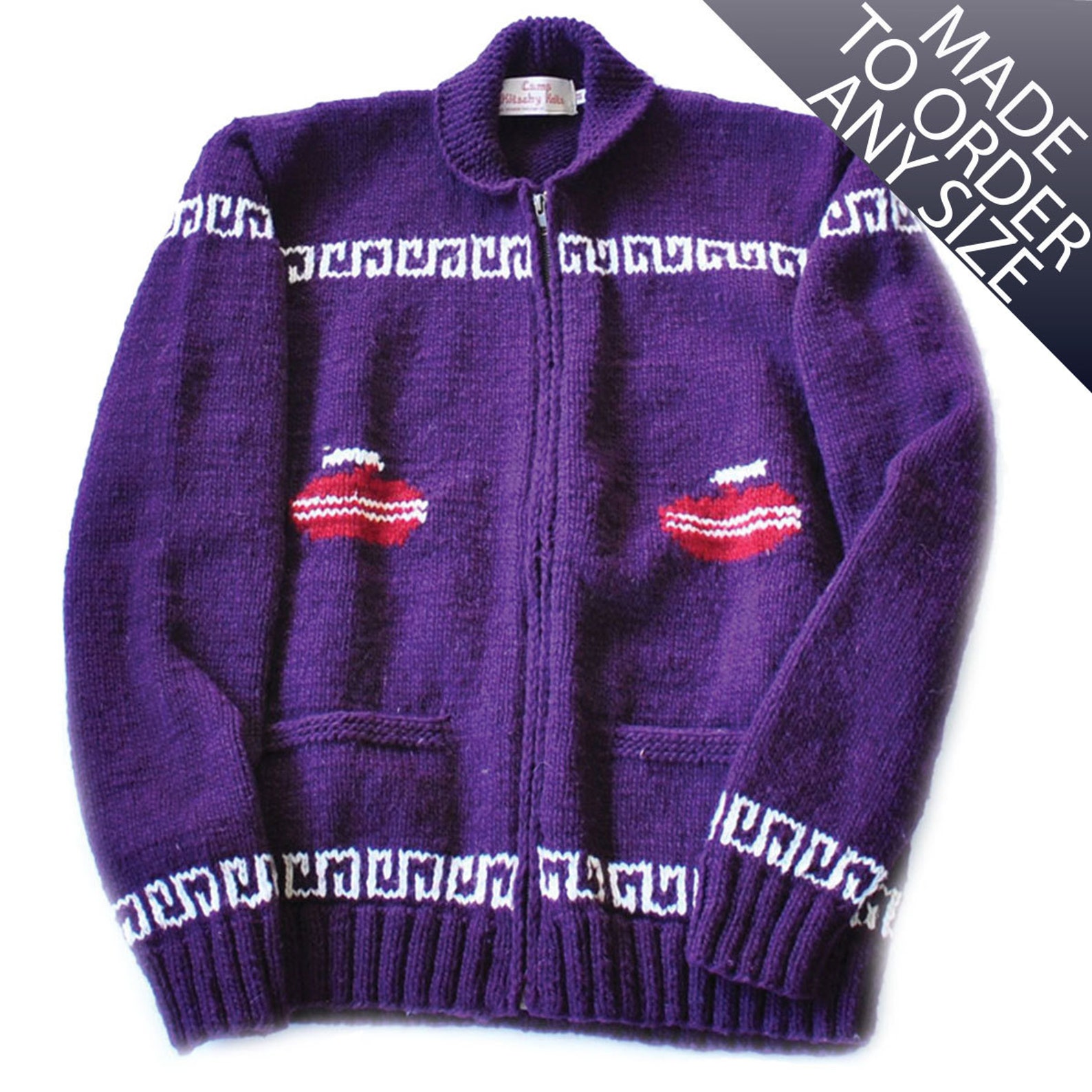 Custom Curling Sweater new Handmade Hand Knit Wool Cardigan | Etsy