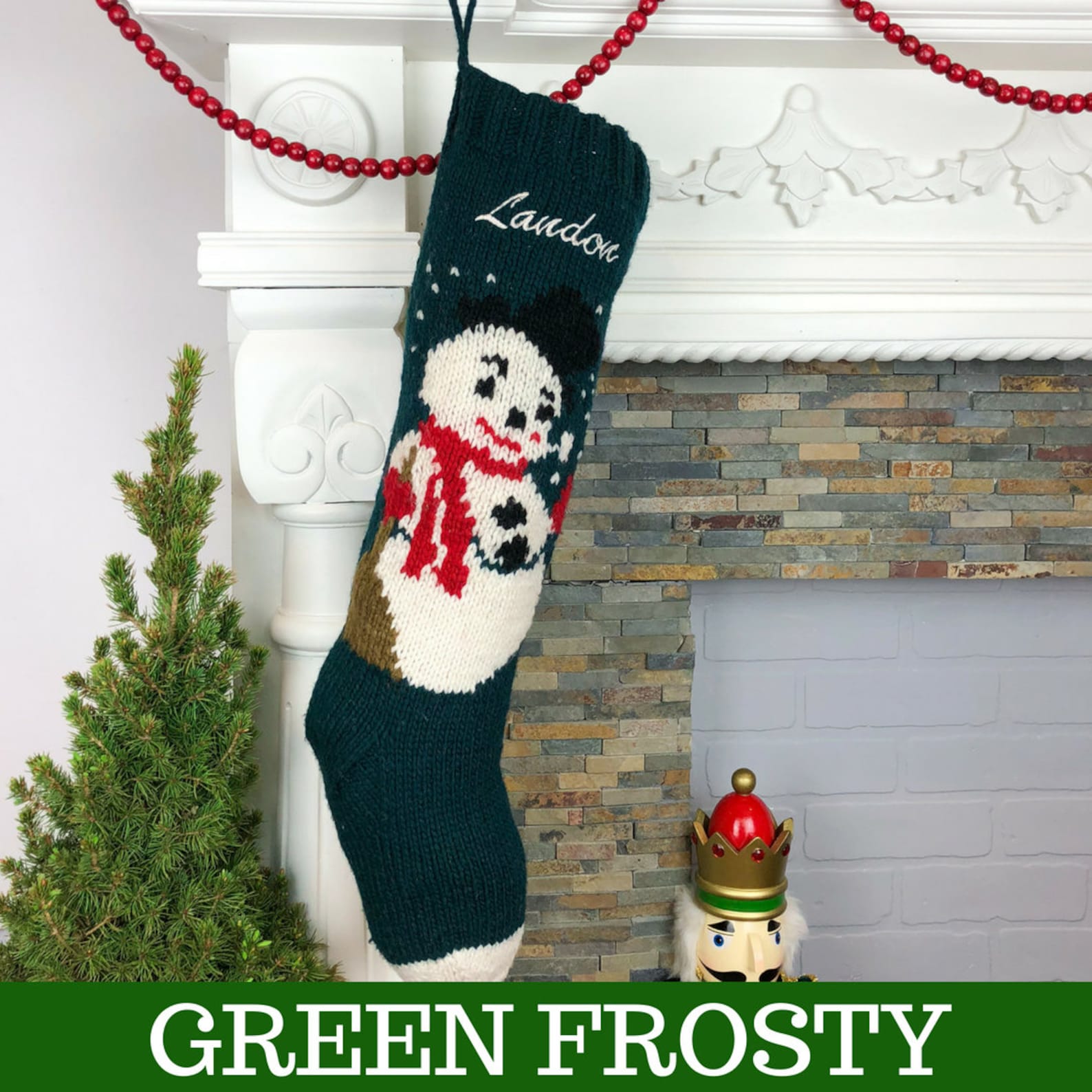 Christmas Stocking Personalized Knit Mary Maxim Santa Snowman - Etsy