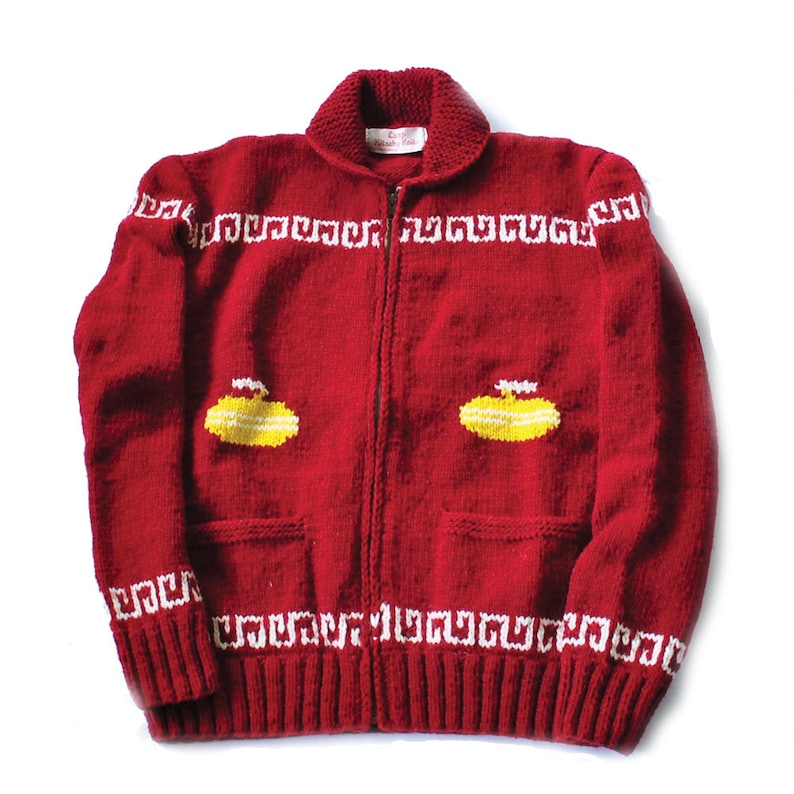 Curling Sweater New Hand Knit Wool Cardigan, Custom Mary Maxim - Etsy