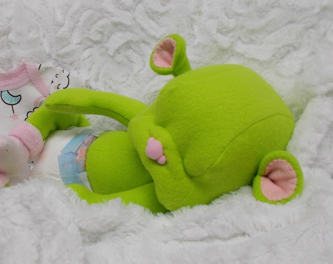 OOAK Newborn Ogre Cloth Sleeping Baby Doll Handmade Green Stuffed Plush ...