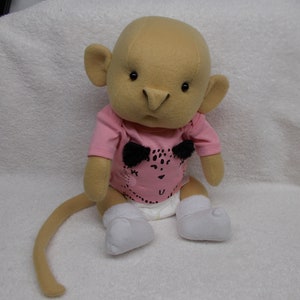 OOAK Baby Girl Monkey Cloth Doll Handmade Soft Sculpted Newborn Animal ...