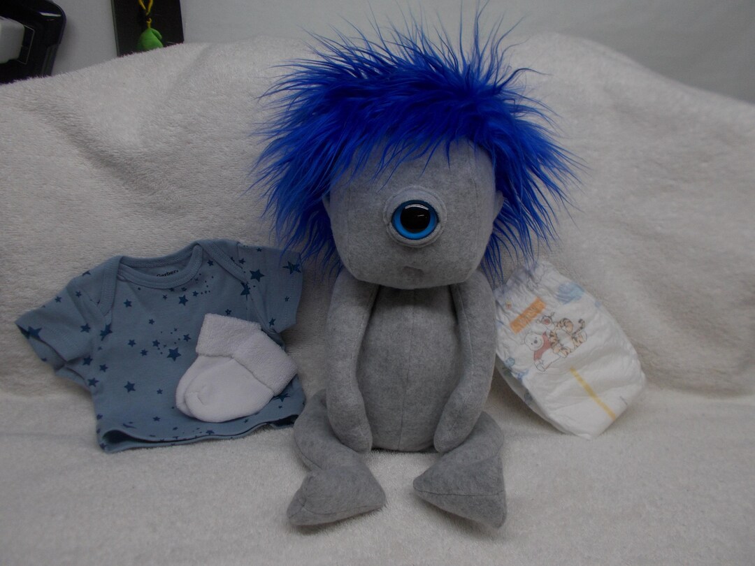 OOAK Cyclops Baby Boy Doll Cloth Handmade Blue Hair Blue Eye Soft ...