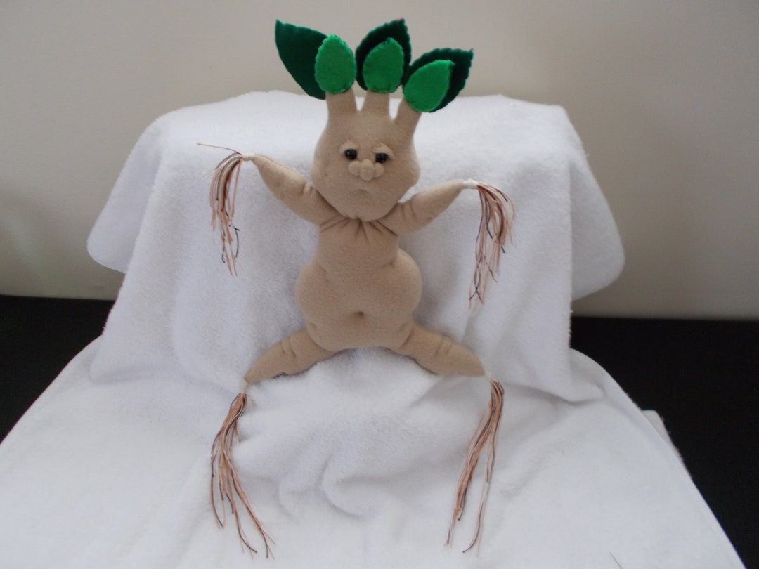 OOAK Mandrake Ginseng Root Plant Baby Cloth Doll Handmade Leaves Soft ...