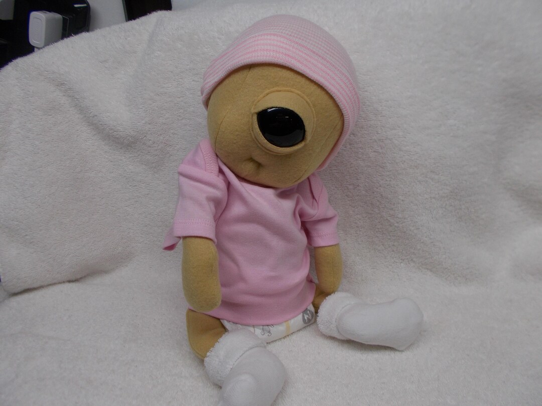 OOAK Cyclops Newborn Baby Doll Cloth Handmade Jumbo Black Eye Bald Soft ...