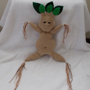 OOAK Mandrake Ginseng Root Plant Baby Cloth Doll Handmade Leaves Soft ...