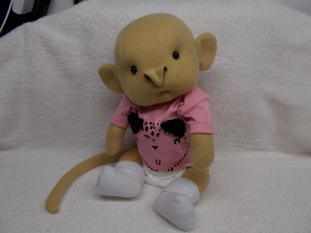OOAK Baby Girl Monkey Cloth Doll Handmade Soft Sculpted Newborn Animal ...