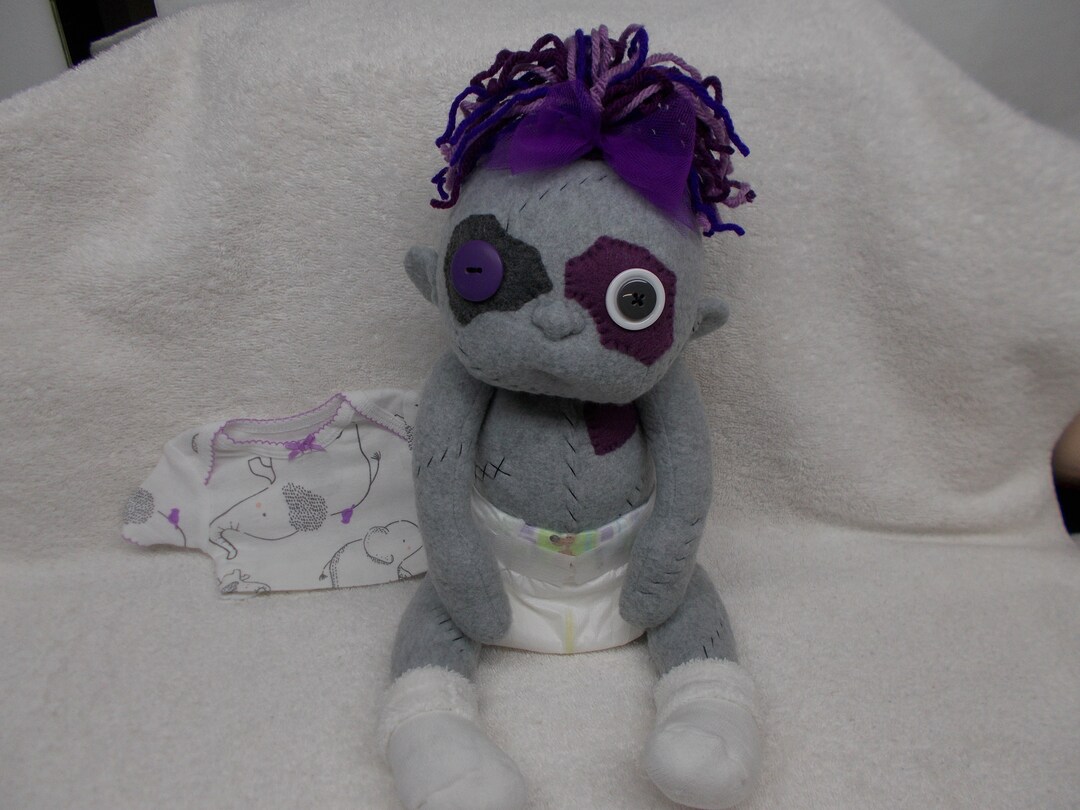 OOAK Zombie Doll Baby Girl Cloth Handmade Soft Sculpted Monster Plush ...