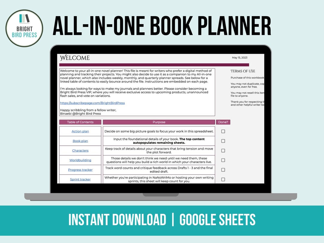 Fiction Spreadsheet / Google Sheets Fiction Planner / Digital ...