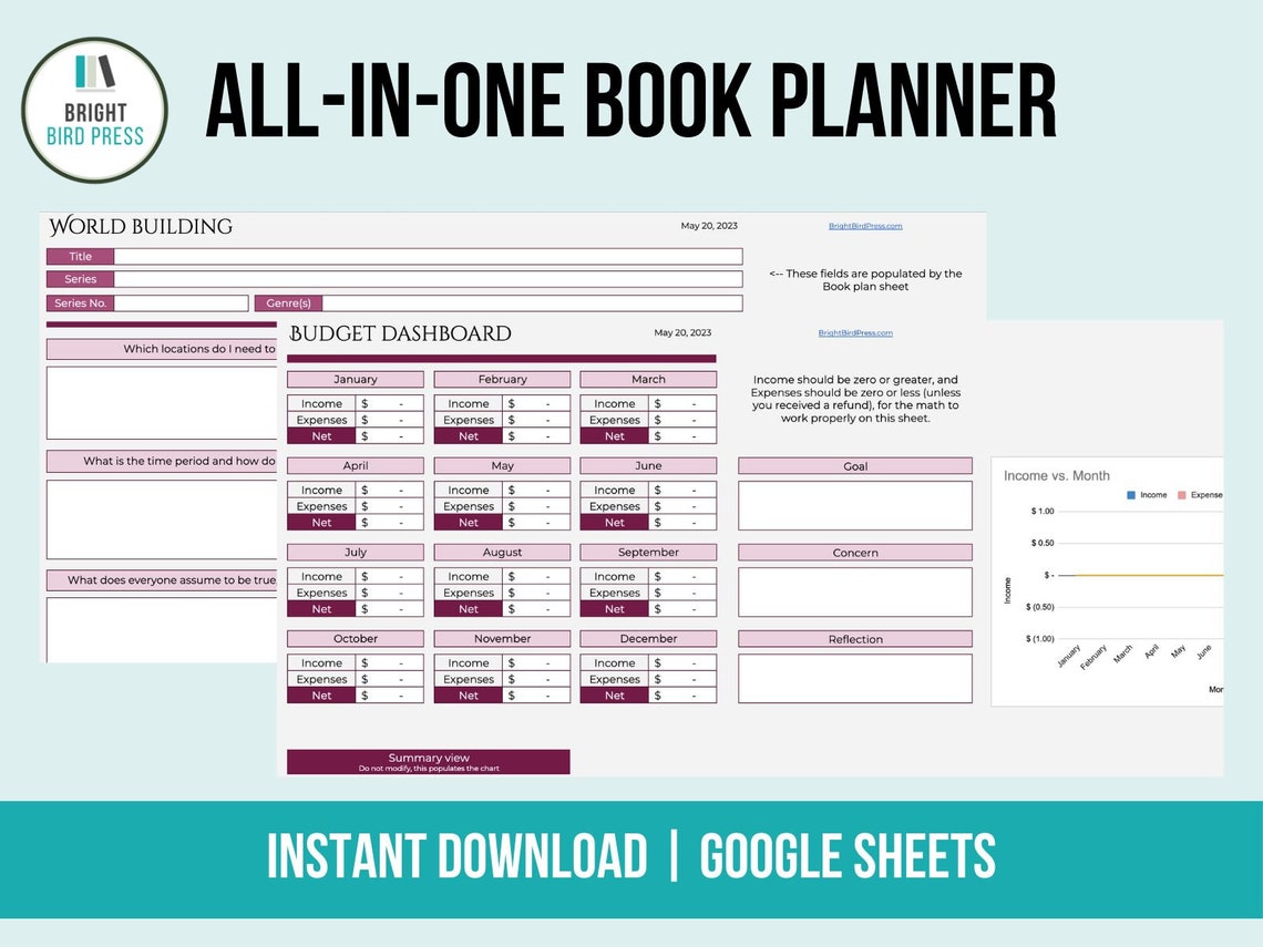 Fiction Spreadsheet / Google Sheets Fiction Planner / Digital - Etsy