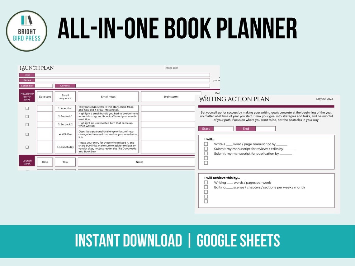Fiction Writer's Spreadsheet: All-in-one Book Planner (google Sheets ...