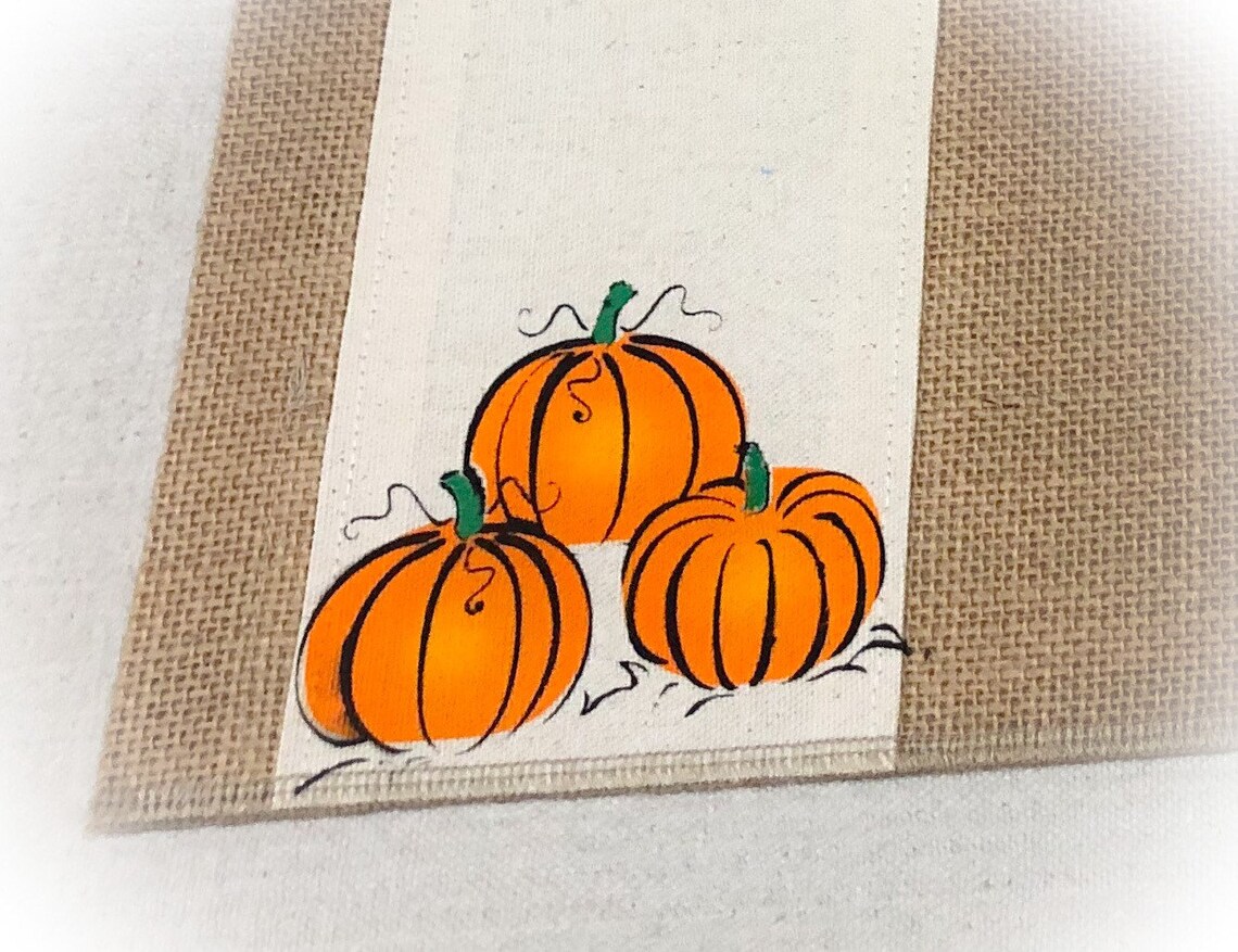 Fall Burlap Placemat Sets With Pumpkin Design Fall | Etsy