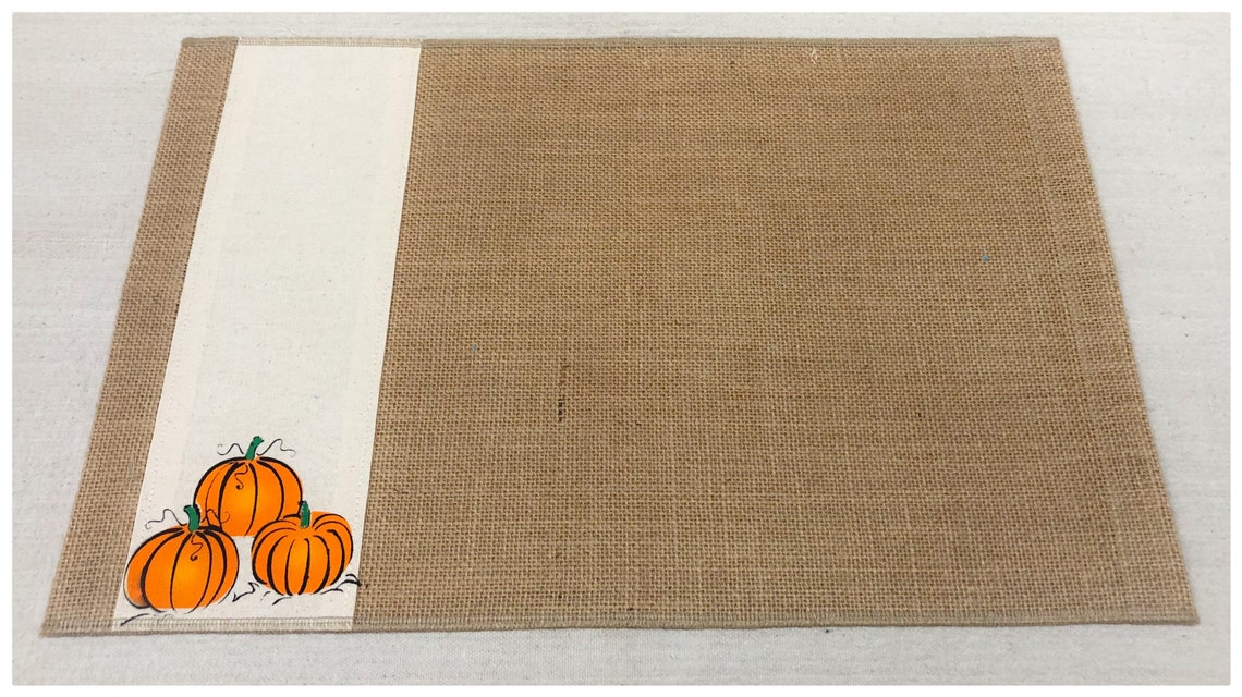 Fall Burlap Placemat Sets With Pumpkin Design Fall - Etsy