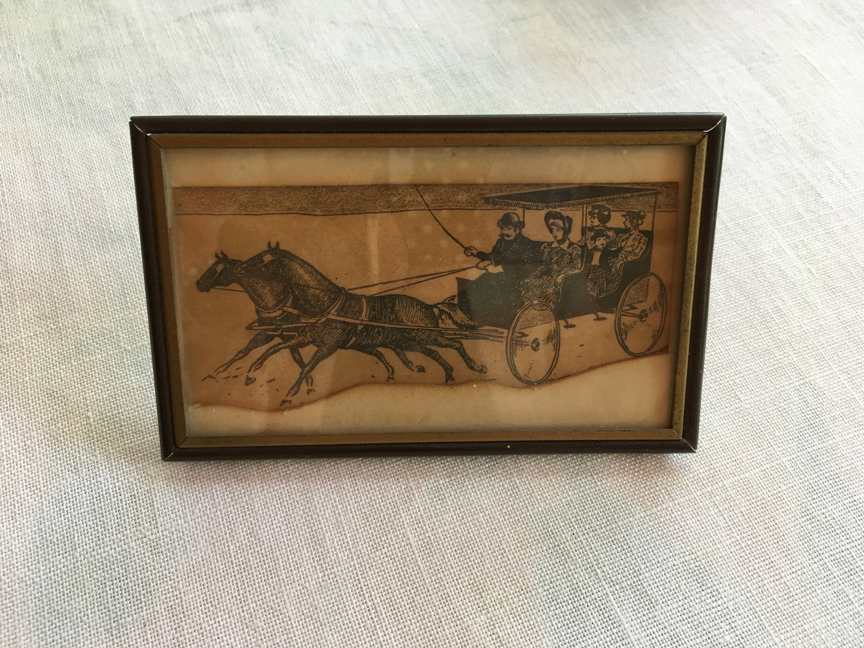 Vintage Industrial Metal Desk Calendar Frame With Horse & Buggy Print ...