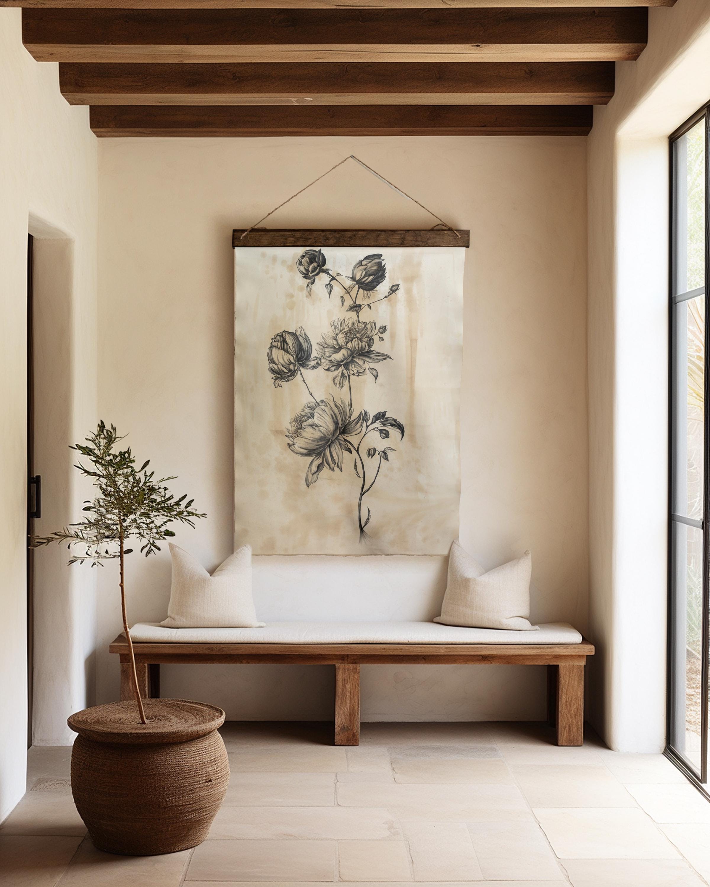 Peony Stem Study Realistic Art Drawing Handdrawn Wall Art (digital ...