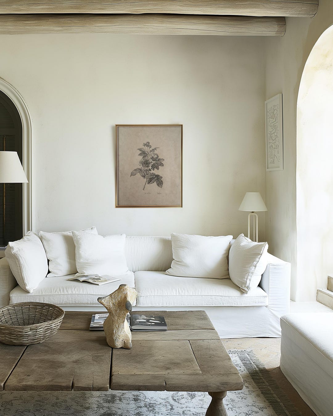 Rose Study Stem Study Line Drawing Handdrawn Wall Art (digital) - Etsy