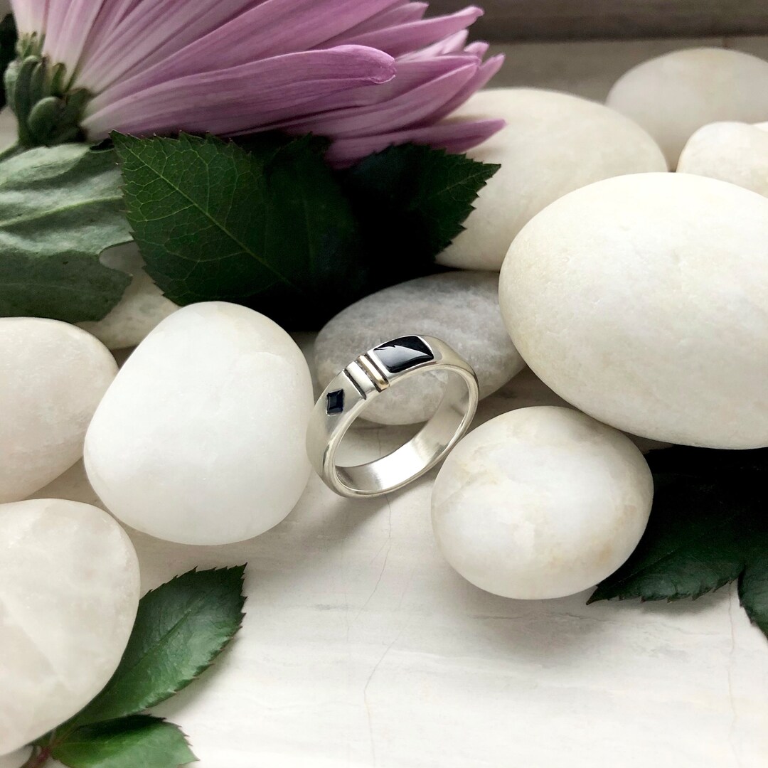 Jeremiah Ring in Sterling Silver With 18k Yellow Gold, Blue Sapphire ...