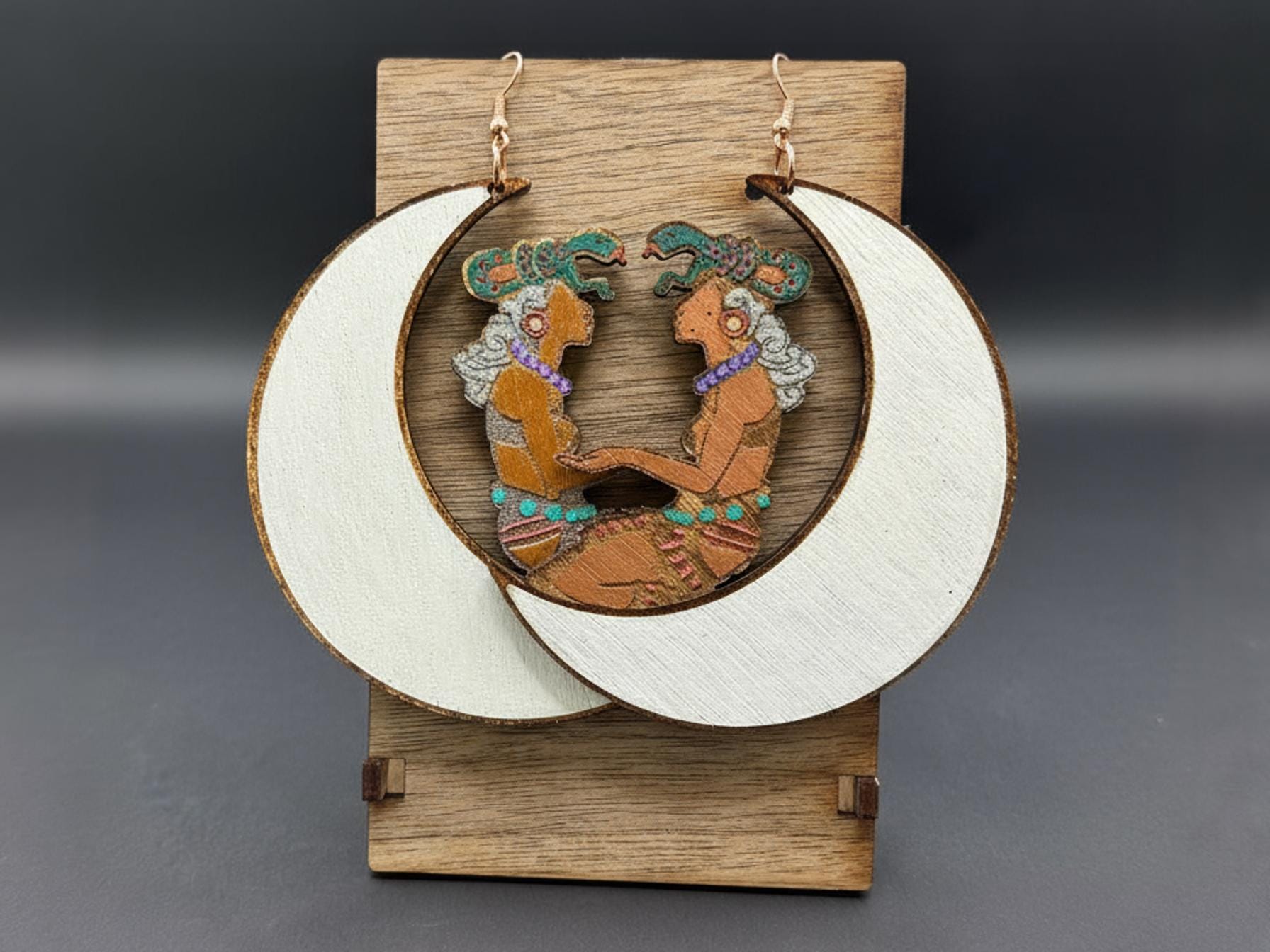 Ix Chel Mayan Goddess Moon Earrings - Etsy