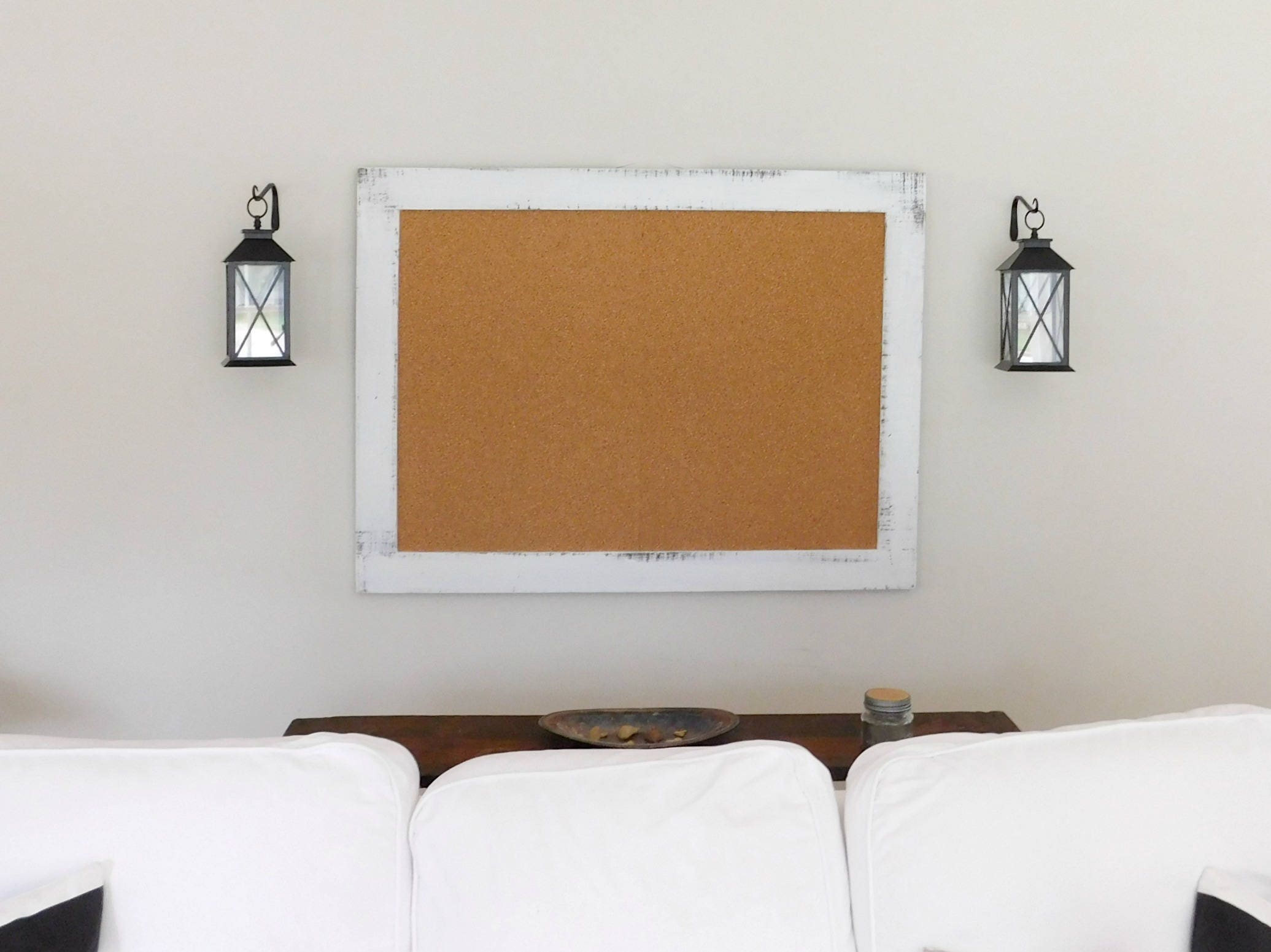 Rustic Cork Board Framed Pin Board 36x48 Shown in Pure White | Etsy