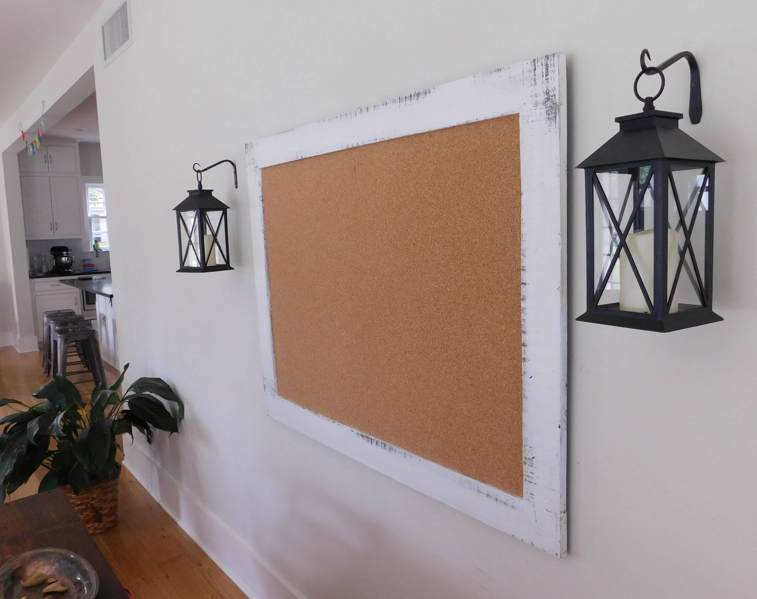 Rustic Cork Board Framed Pin Board 36x48 Shown in Pure White | Etsy