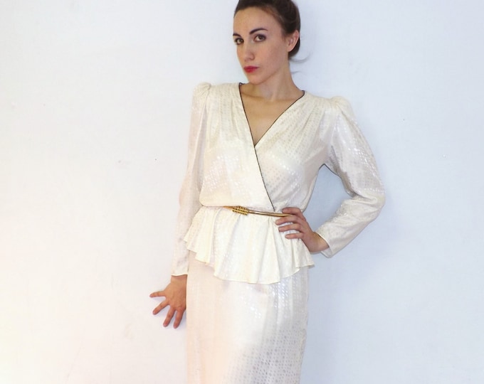 Vintage 70s 80s Size 7 8 Patra White Slinky Beaded Peplum - Etsy