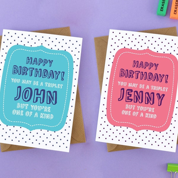 Triplets Birthday Cards - Etsy