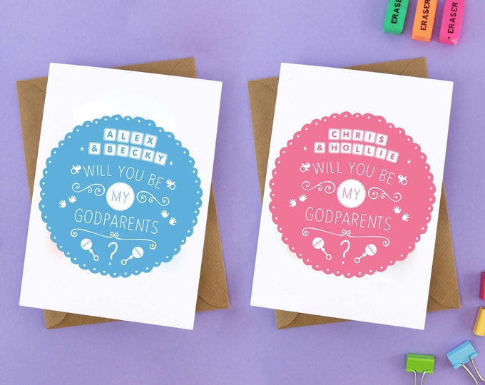 Godparents Card With Gold Glittered Heart Applique/ Godparents Card ...