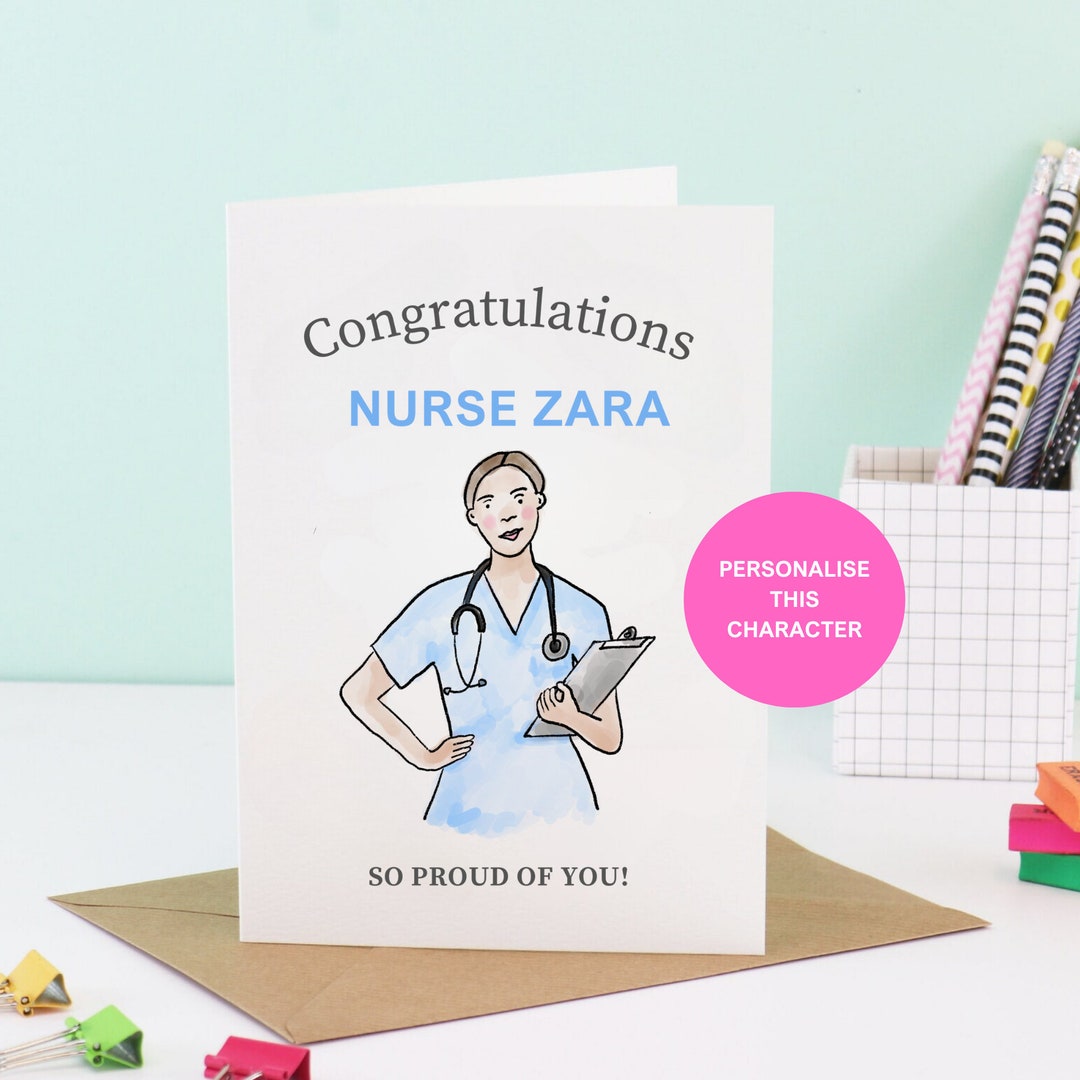 Congratulations Card for Nurse, Personalised Card for Carer, Ward ...