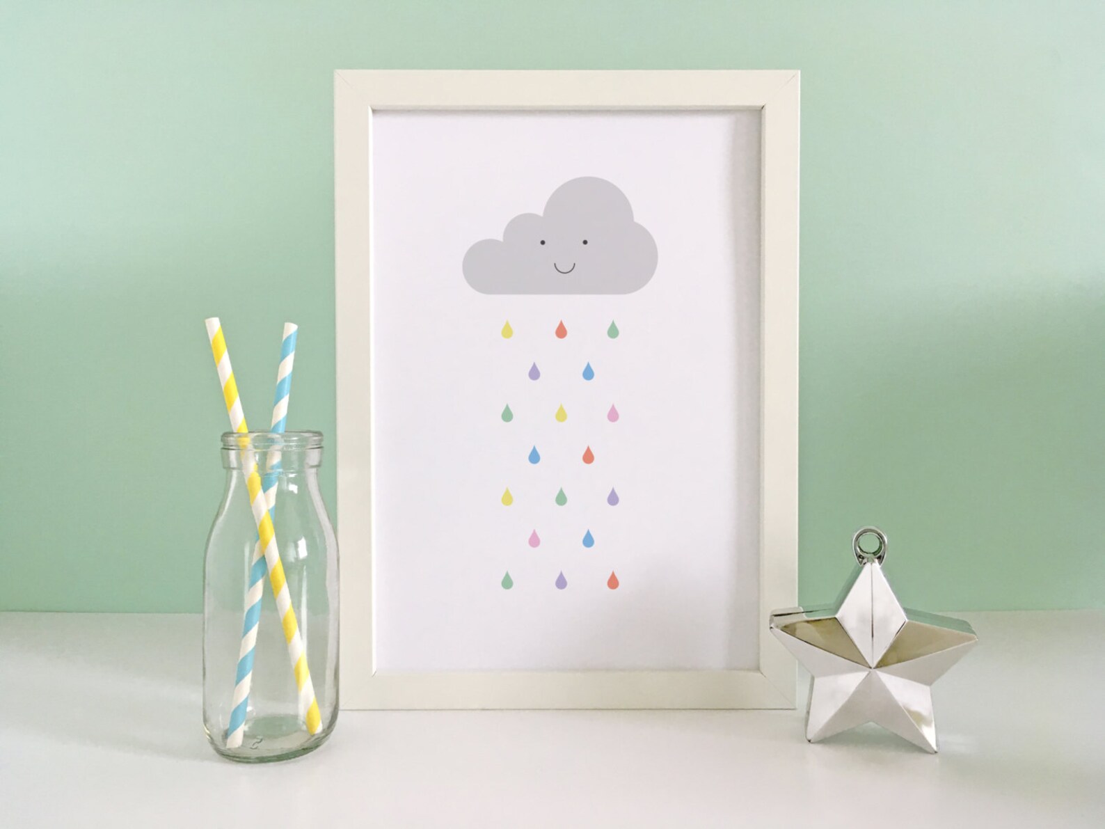 Baby Art Print Pastel Rain Print Baby Room Weather Room | Etsy