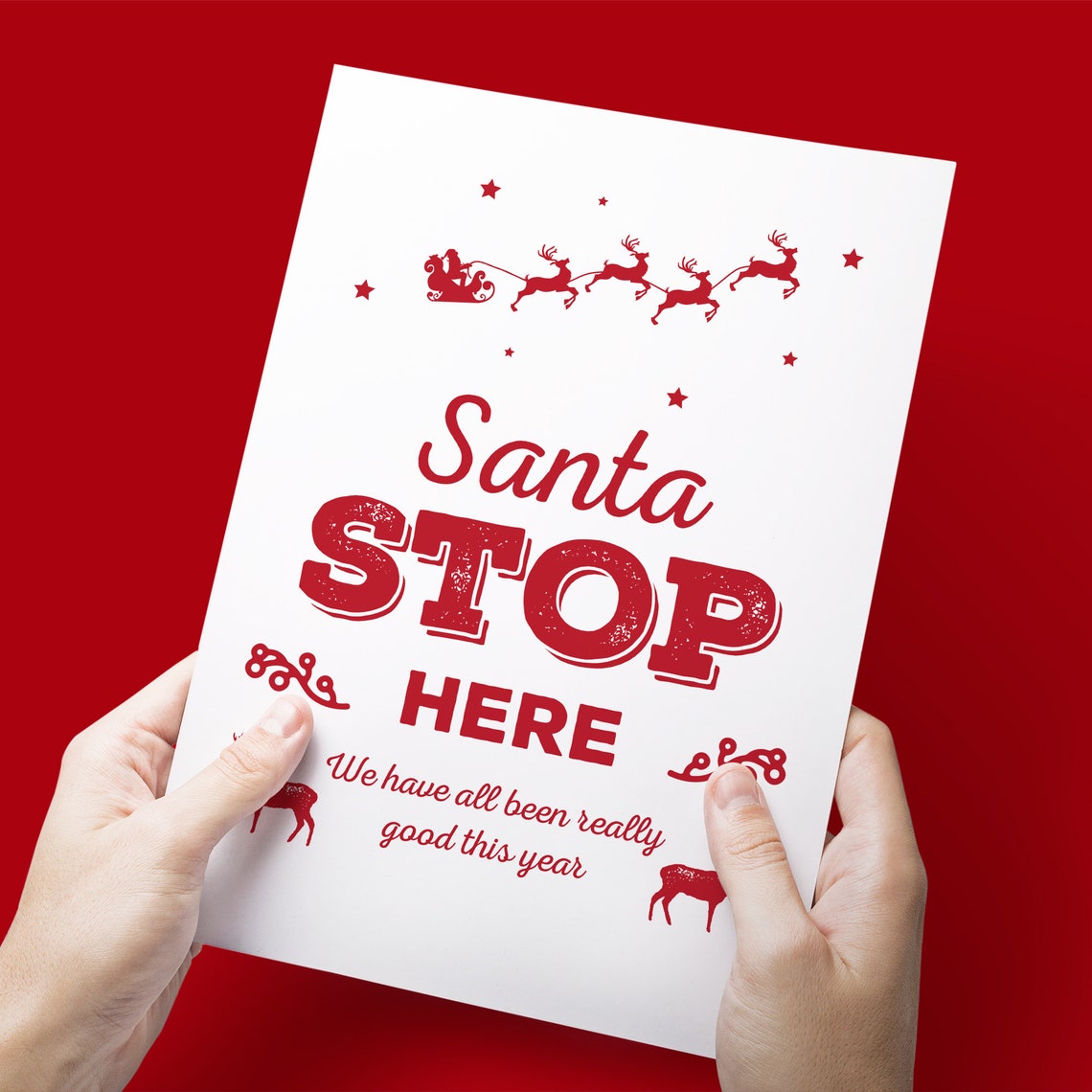 Santa Stop Here Sign Printable Art A4 Christmas Prints - Etsy