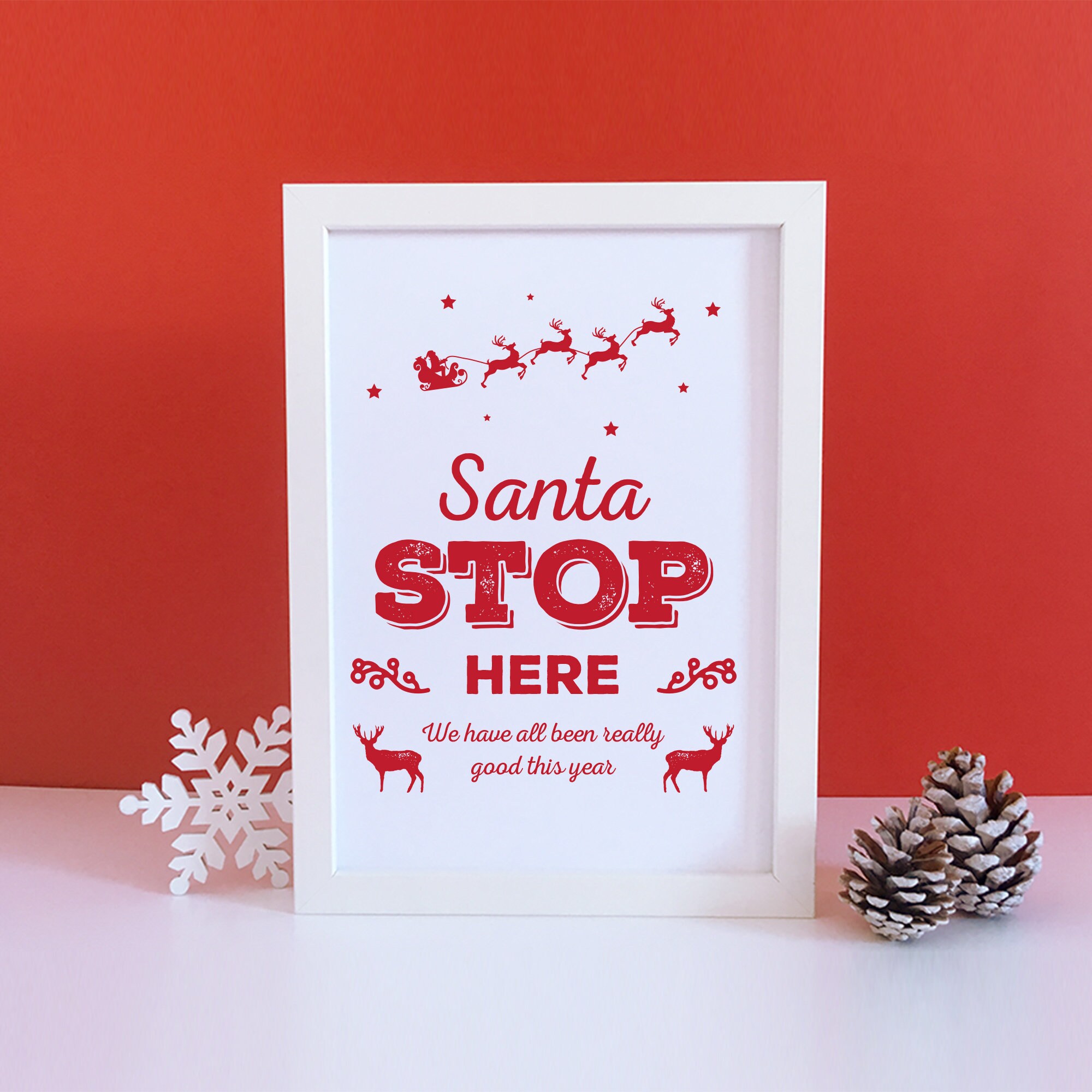 Santa Stop Here Sign Printable Art A4 Christmas Prints - Etsy UK