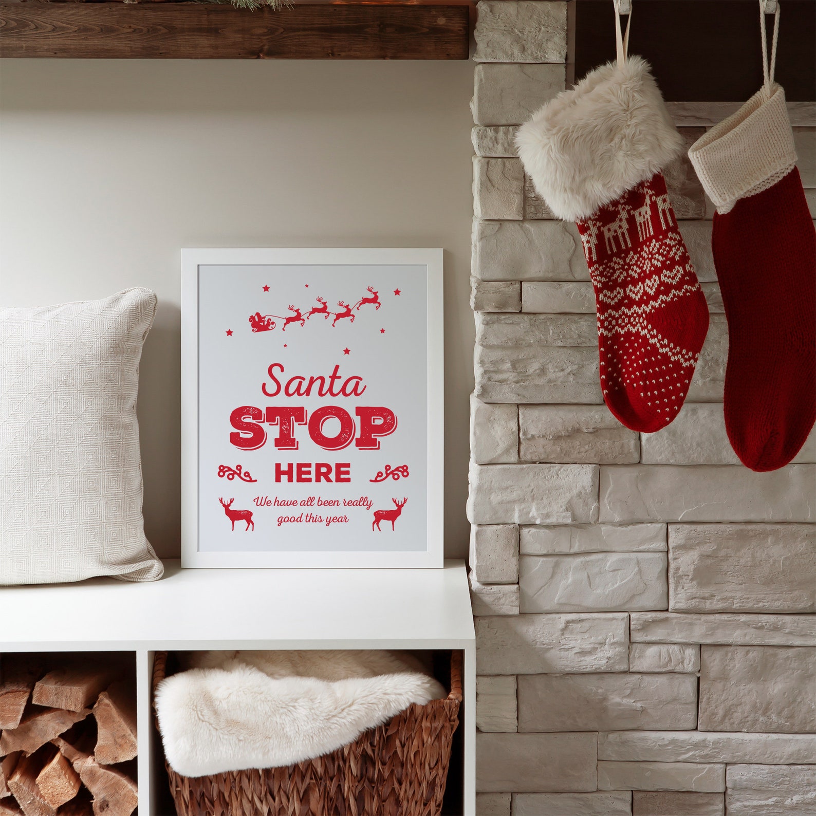 Santa Stop Here Sign Printable Art A4 Christmas Prints - Etsy UK