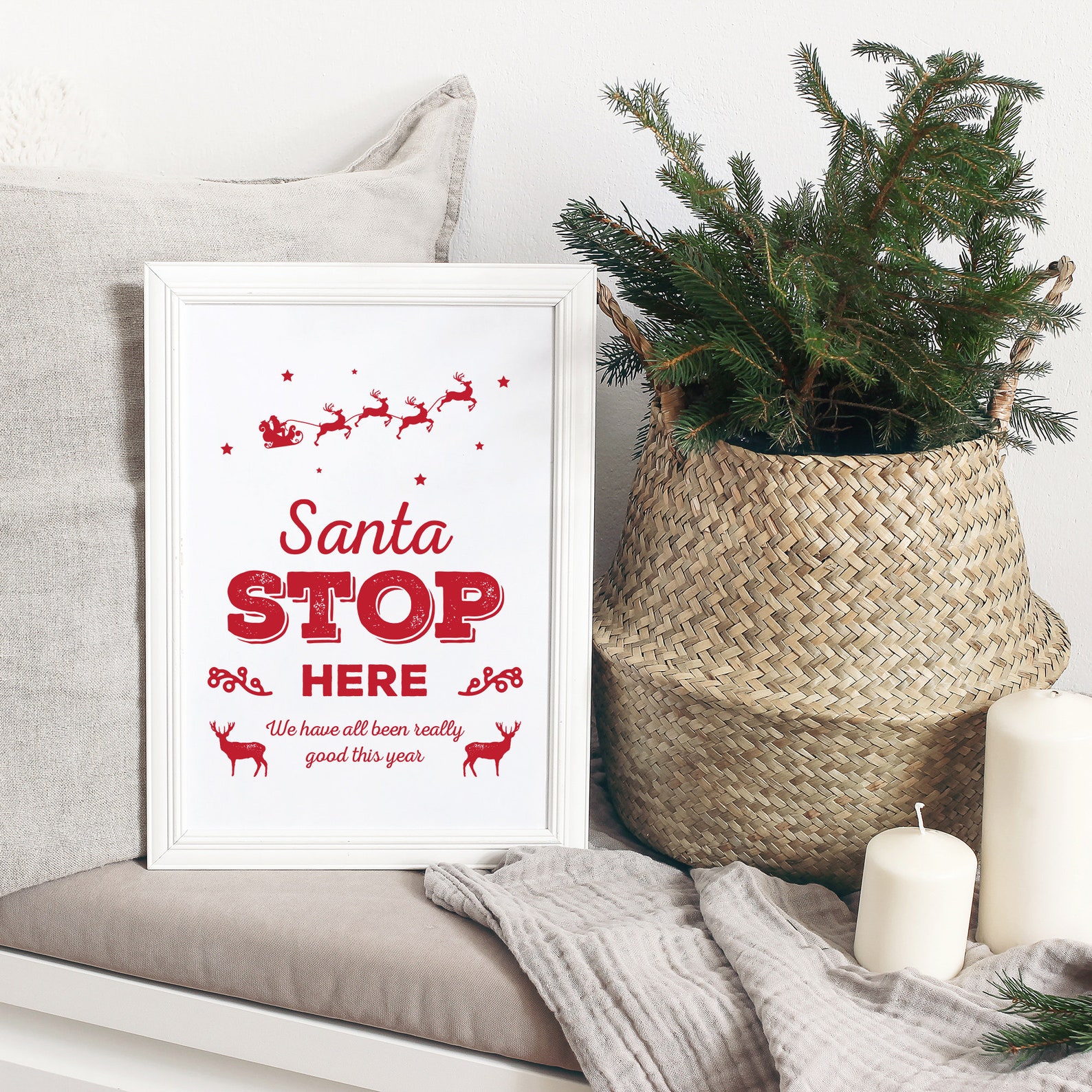 Santa Stop Here Sign Printable Art A4 Christmas Prints - Etsy
