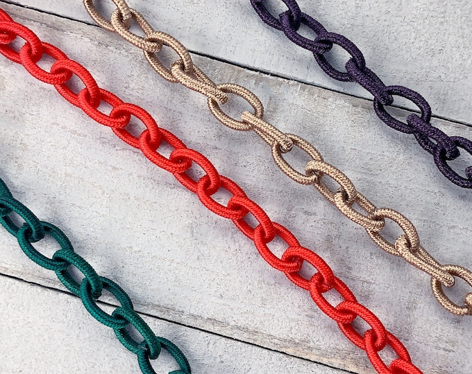 Woven Silk Wrapped Cable Chain, 10x8mm, Colored Silk Chain, Cable Chain ...