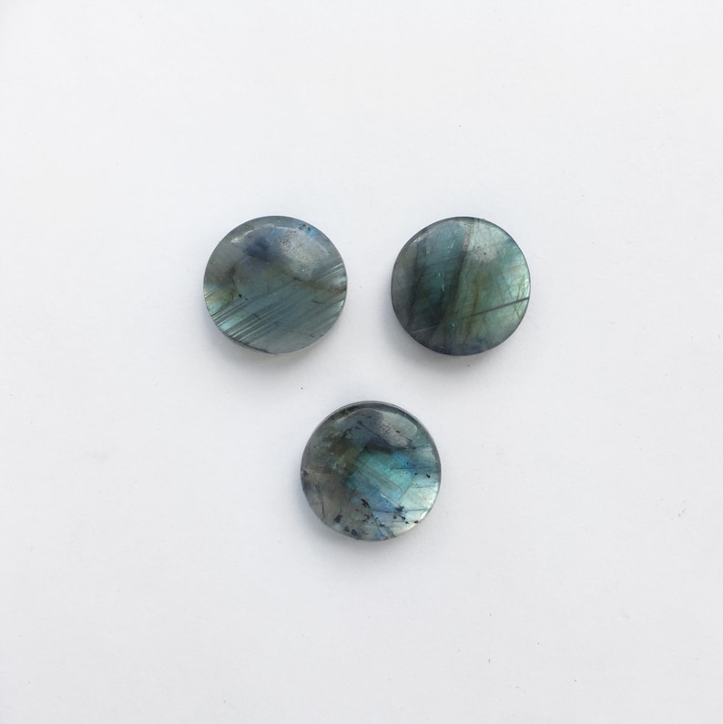 Set of 3 Large Labradorite Grooved 17mm Cabochons for Earring and ...