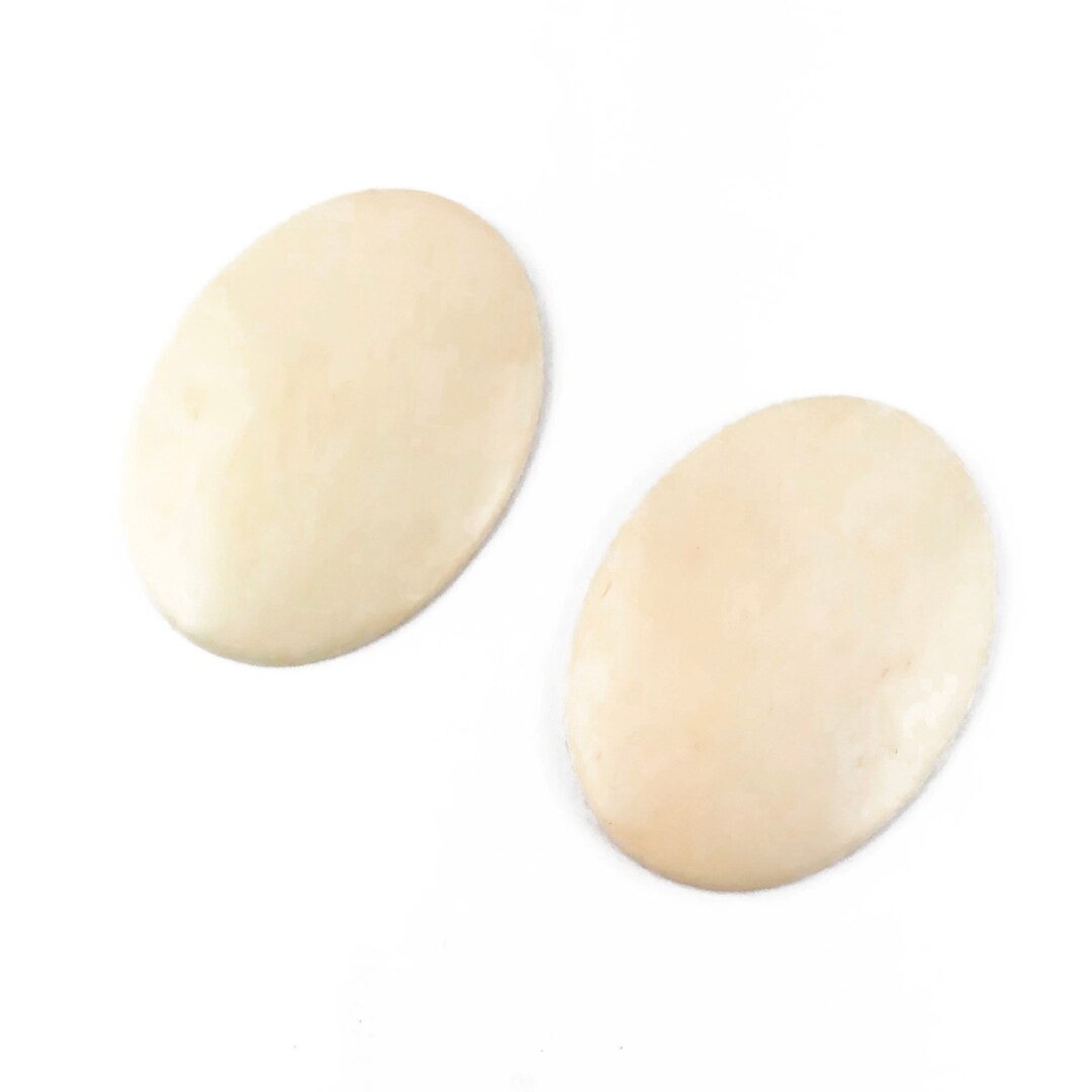Vintage Bovine Bone Cabochons: 40x30mm Oval, Carving Supplies (2 Pieces ...