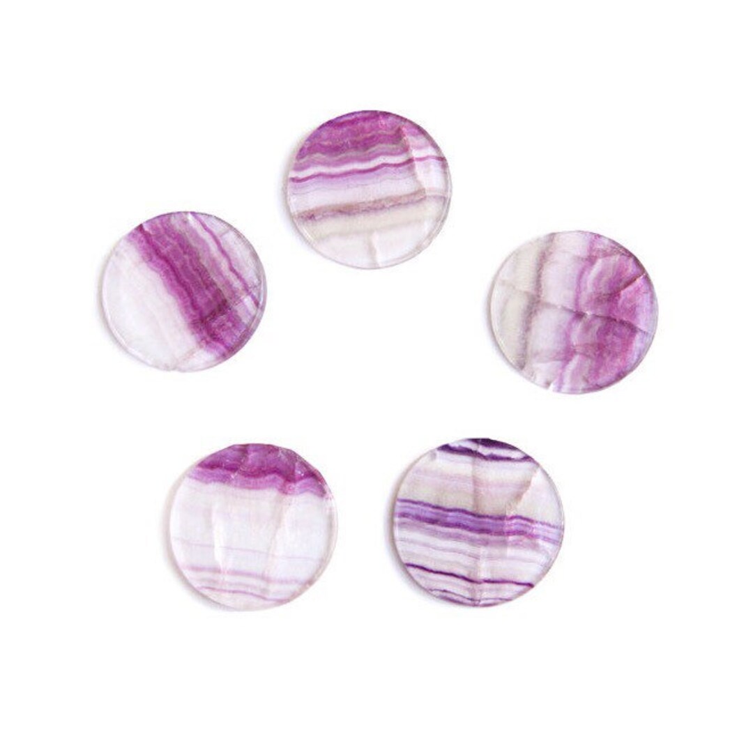 Purple Fluorite Round Flat Cabochons, 30mm, Striped Fluorite, 2 Pieces ...