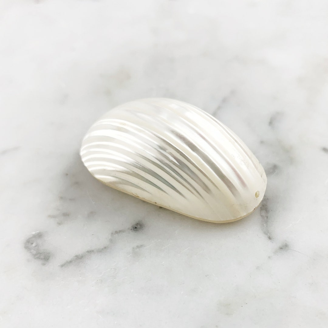 Large White Nautilus Pearl Cabochon, Large Striped White Osmena Pearl ...