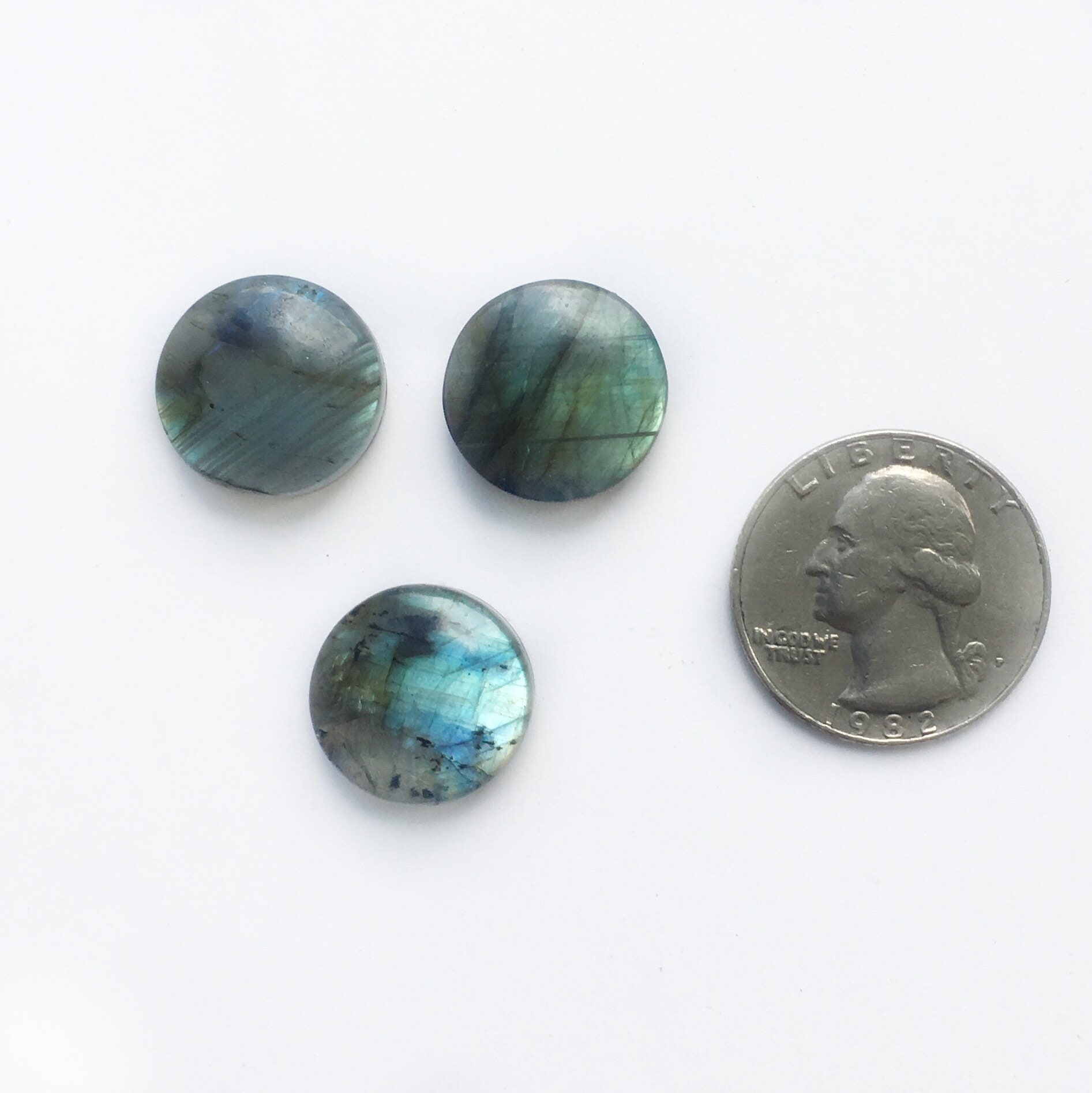 Set of 3 Large Labradorite Grooved 17mm Cabochons for Earring and ...