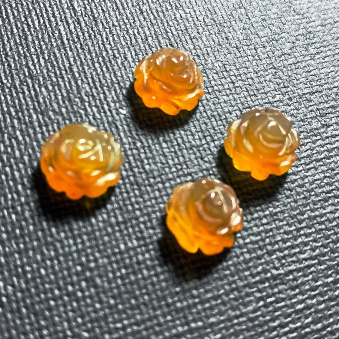 Antique Carnelian Rose Carved Flower, 10mm, Carved Rose, Half Drilled ...