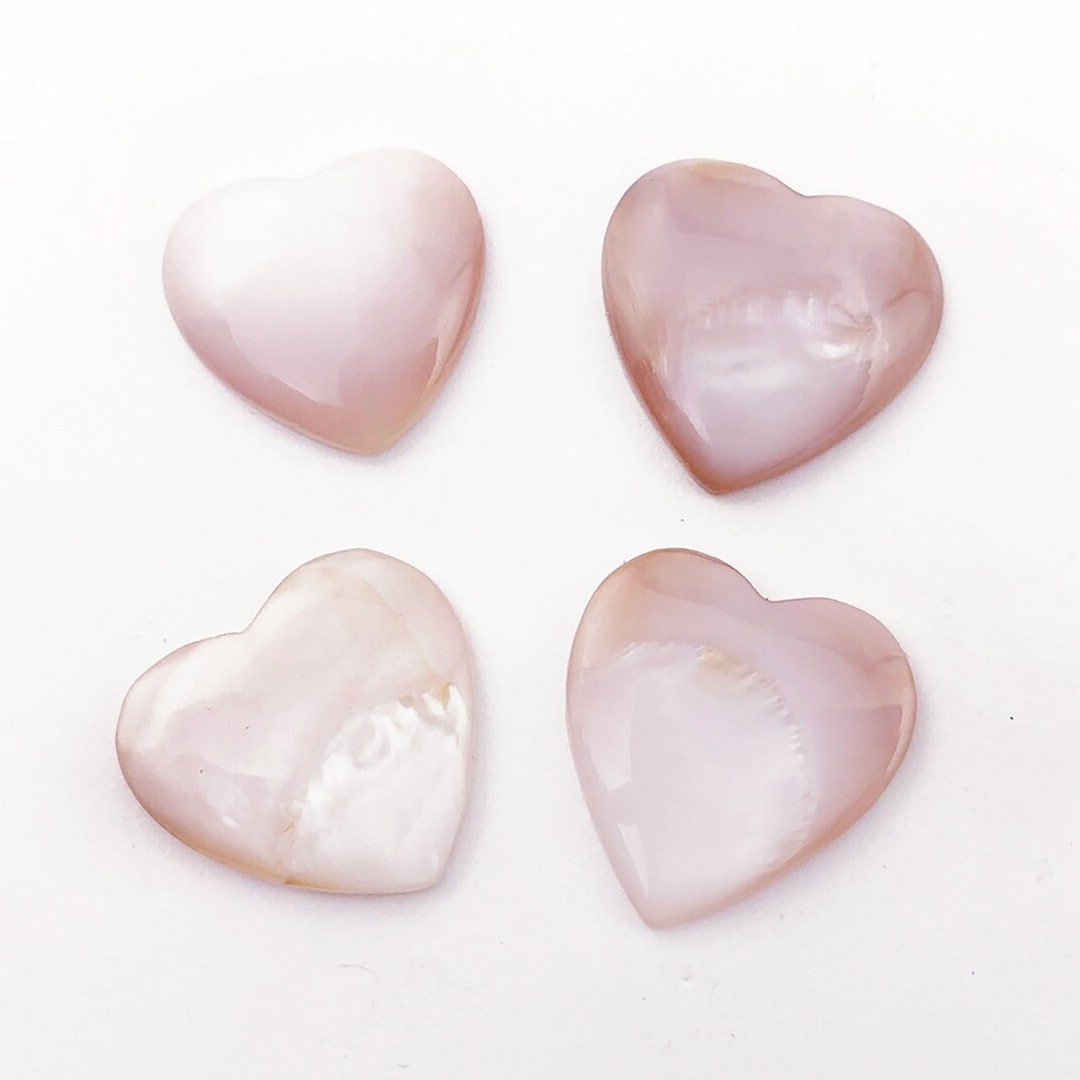 Vintage Pink Mussel Shell Heart Cabochon, 17-19mm, Pink Pearl Heart ...