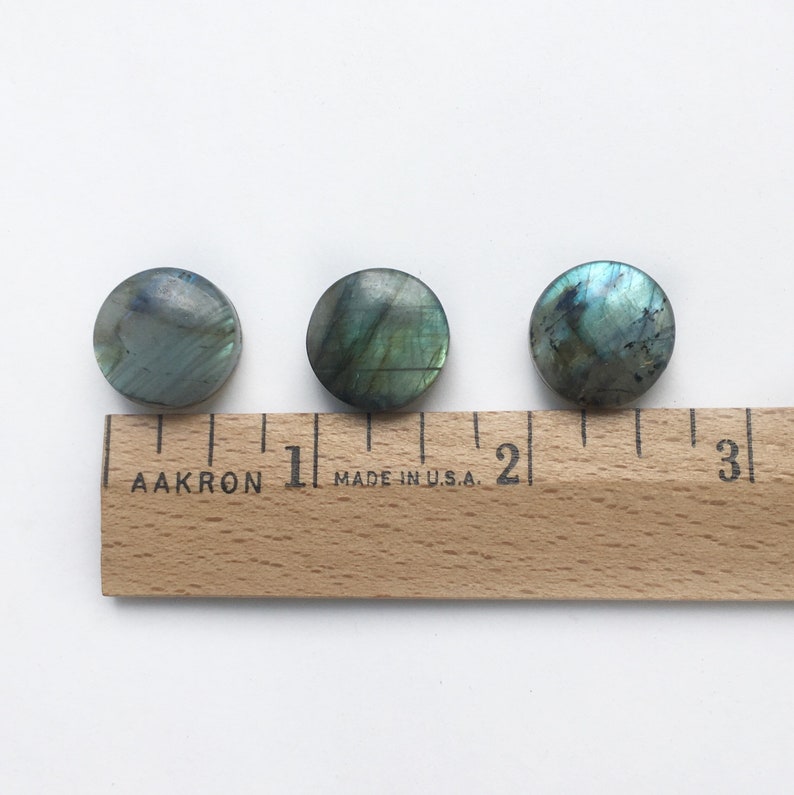 Set of 3 Large Labradorite Grooved 17mm Cabochons for Earring and ...