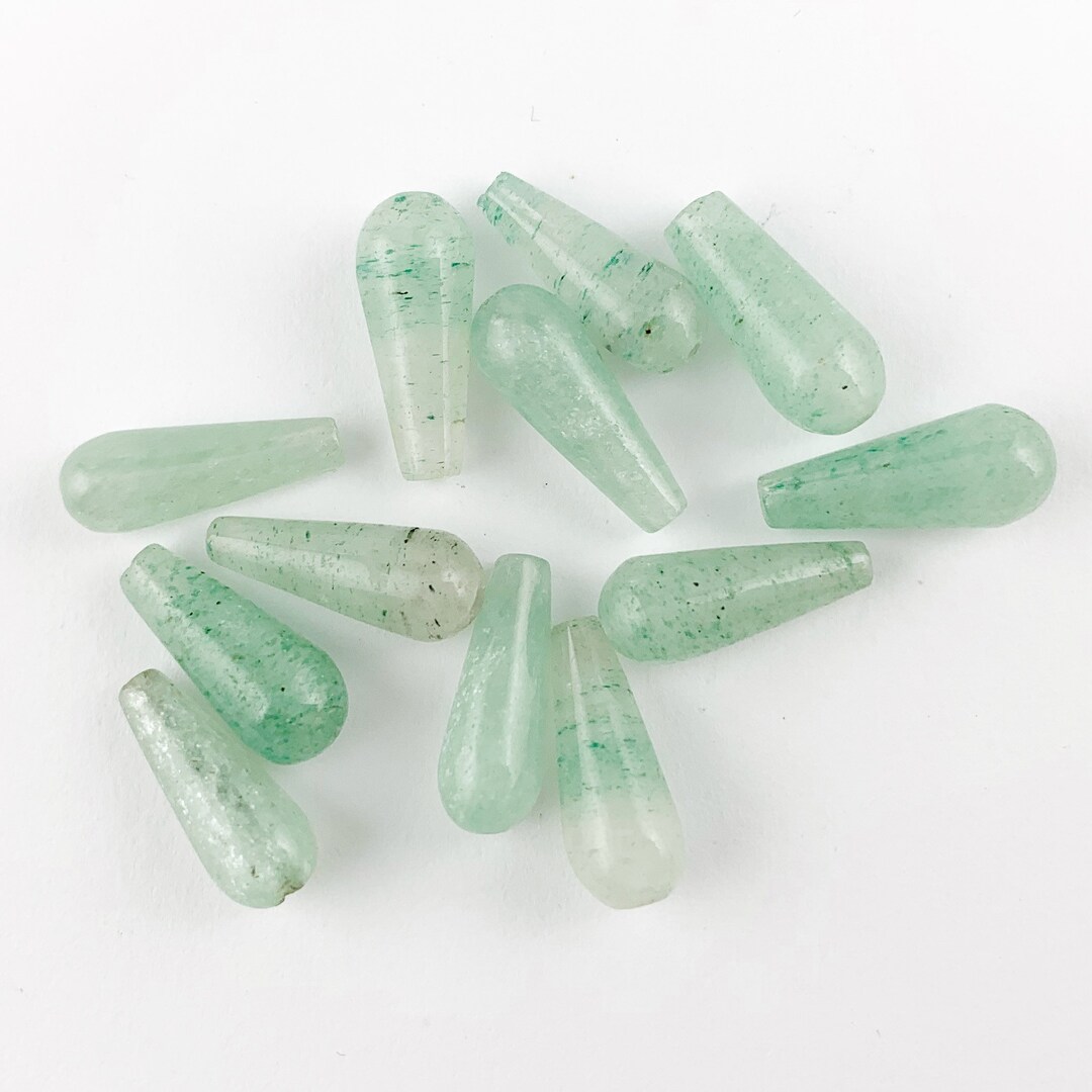 Green Aventurine Teardrop Beads: 16mm Smooth Briolettes, Full Drilled ...