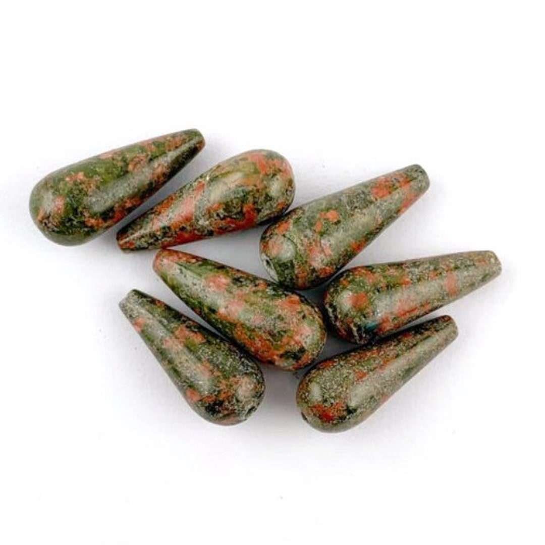 Unakite Teardrop Beads, Large Unakite Tear Drop Beads, Pink and Green ...