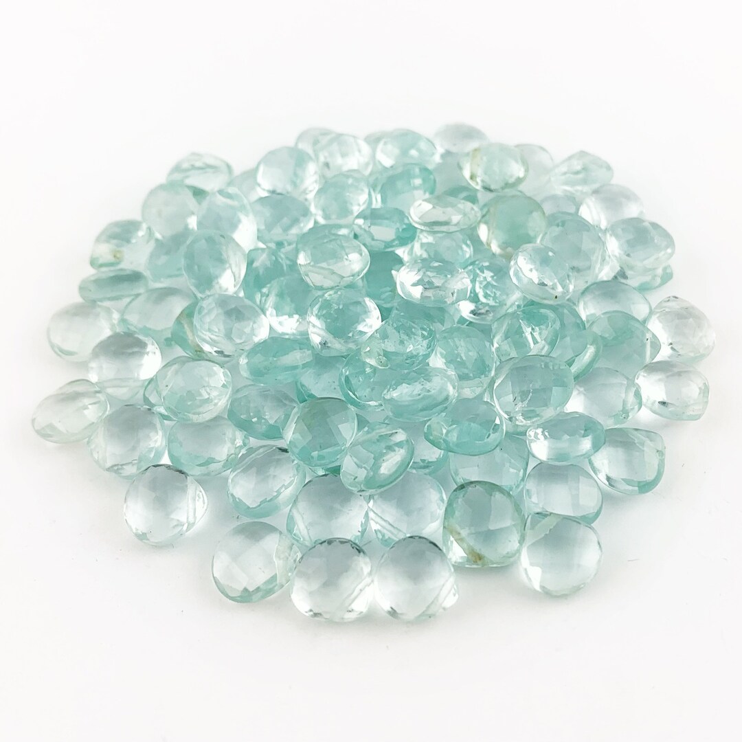 Aqua Quartz Teardrop Beads: Faceted Briolette, Side Drilled (4 Pieces ...