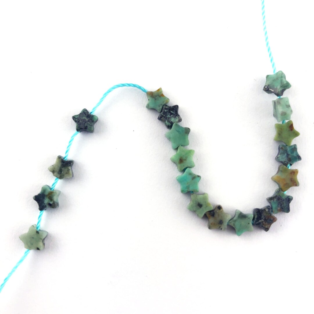 Tiny Star Beads African Turquoise, 4mm, Star Beads, Green and Blue Star ...