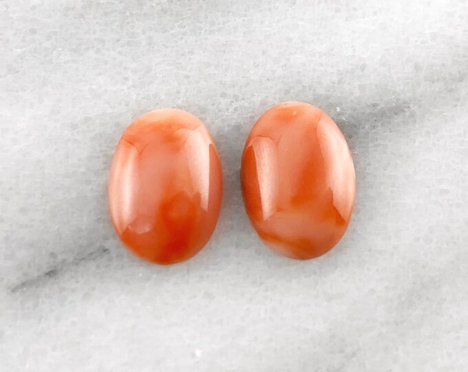 Genuine Salmon Coral Pair, Oval 14x10, Ox Blood Red, Matched Set, Large ...